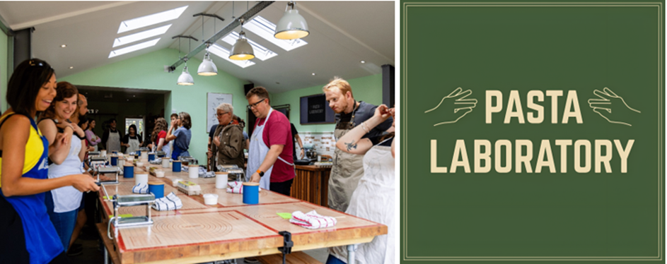 People enjoying a cookery class at Pasta Laboratory